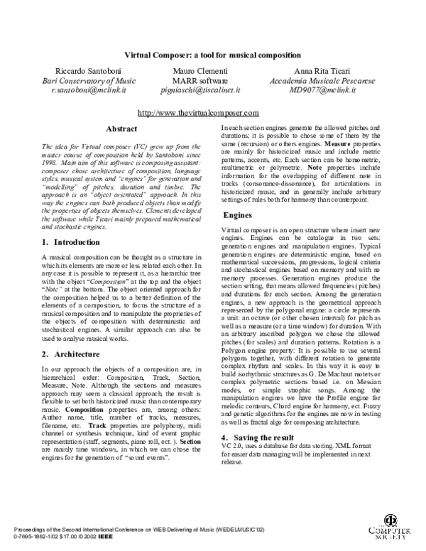 (PDF) Virtual Composer: a tool for musical composition