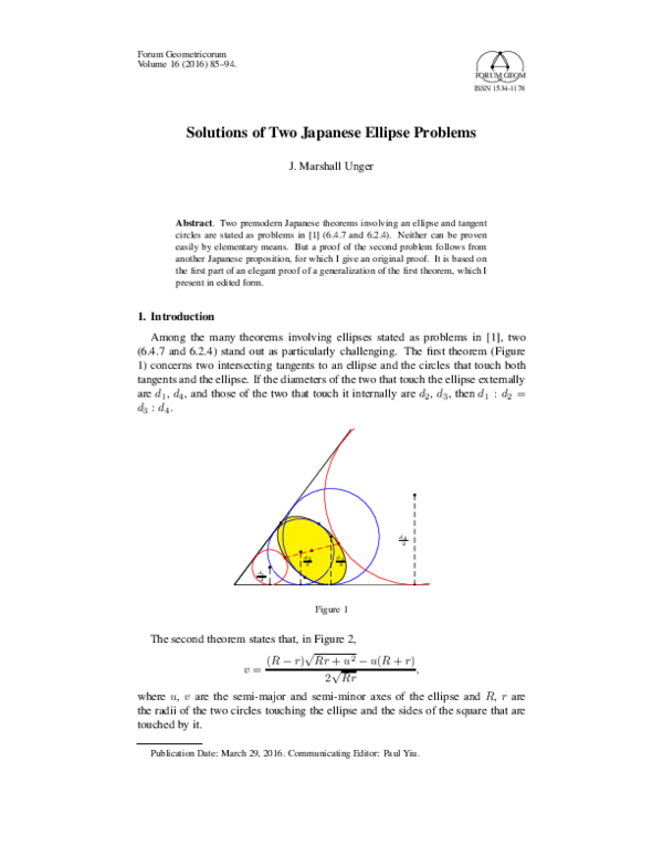 (PDF) Solutions of Two Japanese Ellipse Problems