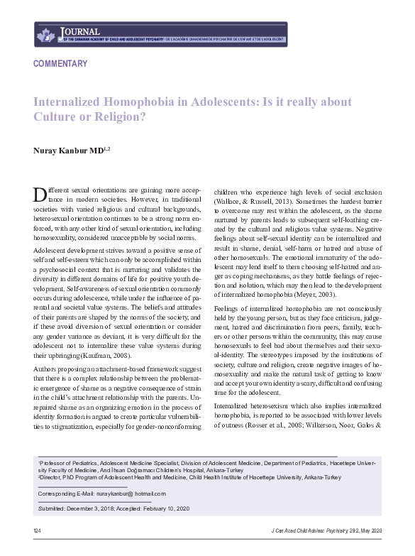 (PDF) Internalized Homophobia in Adolescents: Is it really about ...
