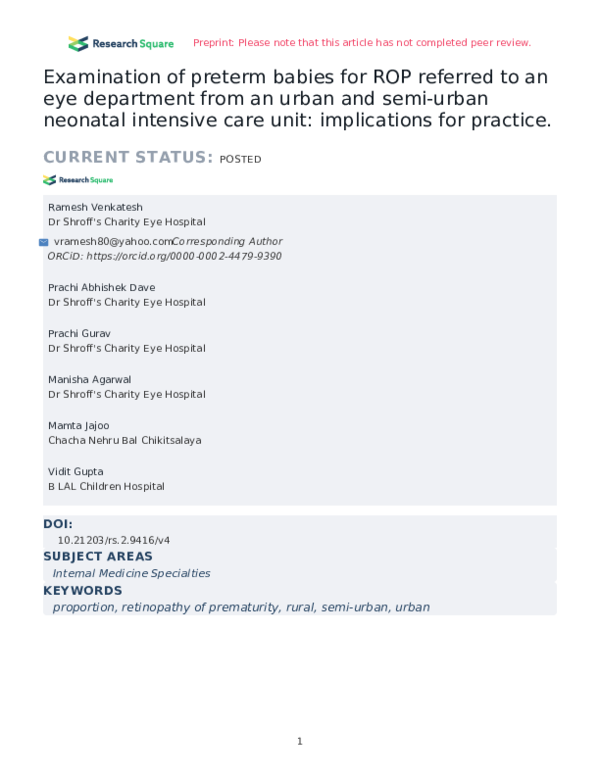 (PDF) Examination of preterm babies for ROP referred to an eye ...