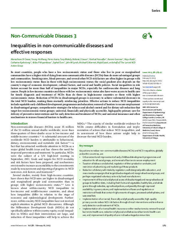 (PDF) Inequalities in non-communicable diseases and effective responses