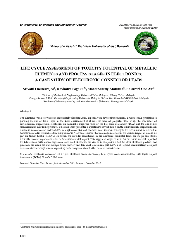 (PDF) Life Cycle Assessment of Toxicity Potential of Metallic Elements ...