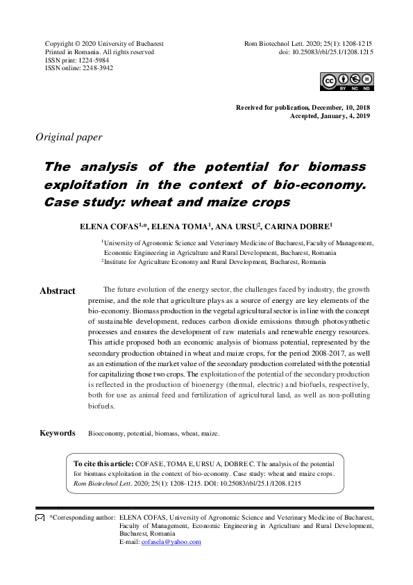 (PDF) The analysis of the potential for biomass exploitation in the ...