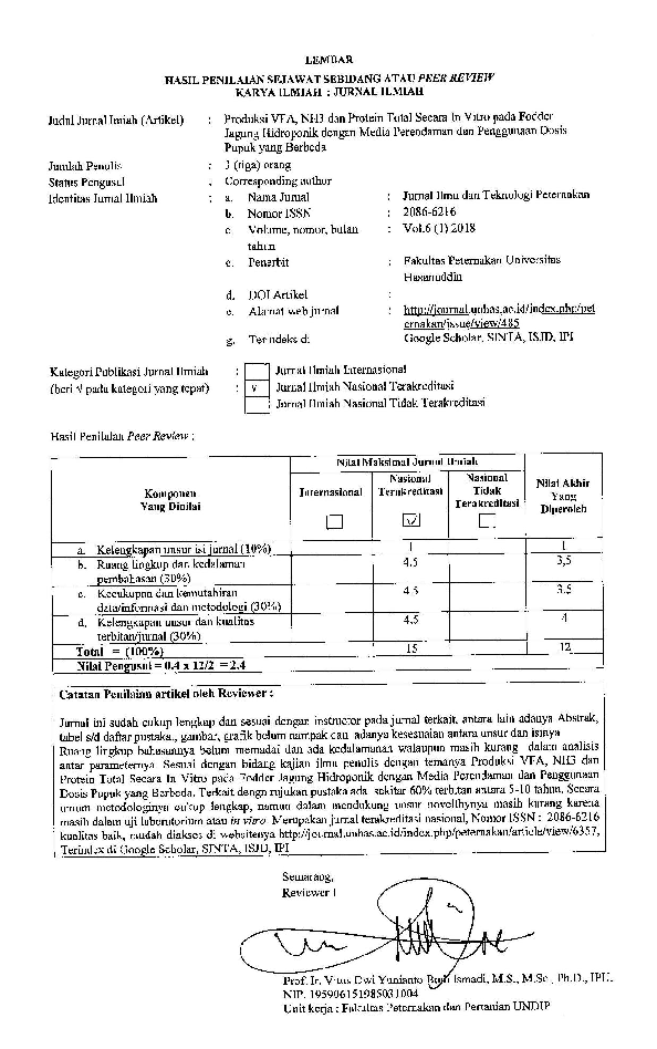 (PDF) Produksi VFA, NH3, dan Protein Total secara In Vitro pada Fodder Jagung Hidroponik dengan ...