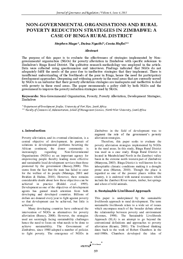 (PDF) Non-Governmental Organisations and Rural Poverty Reduction ...