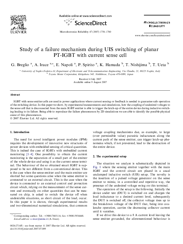 (PDF) Study of a failure mechanism during UIS switching of planar PT ...