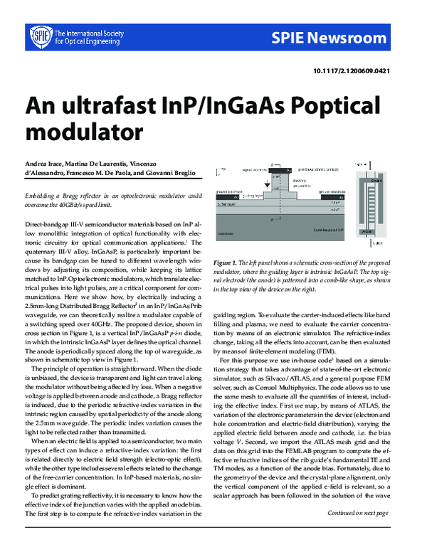 (PDF) An ultrafast InP/InGaAsP optical modulator