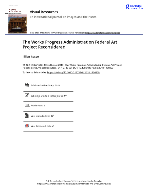 (PDF) The Works Progress Administration Federal Art Project Reconsidered