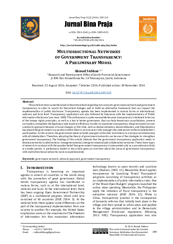 (PDF) Multidirectional Networks of Government Transparency: A ...