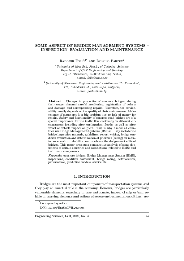 (PDF) Some Aspect of Bridge Management Systems – Inspection, Evaluation and Maintenance