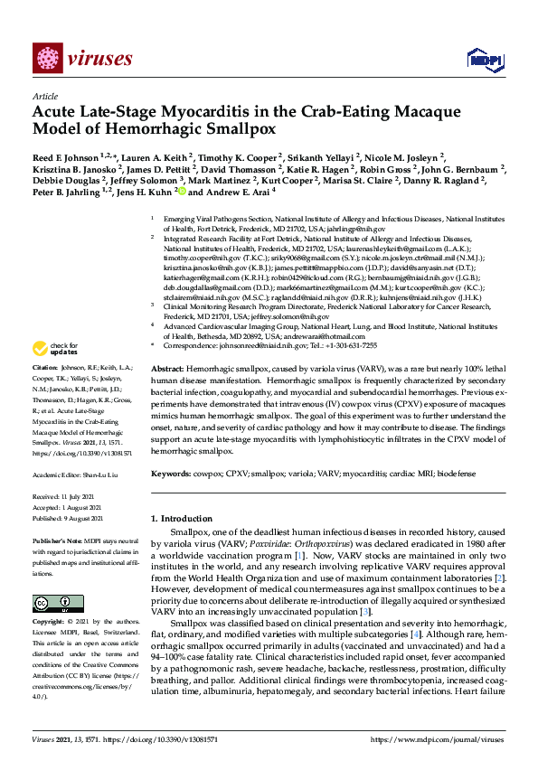 (PDF) Acute Late-Stage Myocarditis in the Crab-Eating Macaque Model of ...