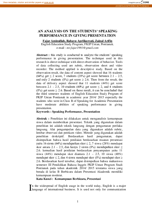 (PDF) An Analysis on the Students’ Speaking Performance in Giving ...