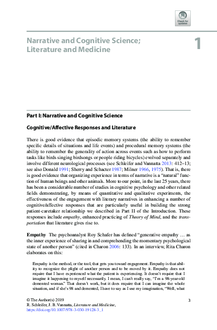 (PDF) Narrative and Cognitive Science; Literature and Medicine | Ronald ...