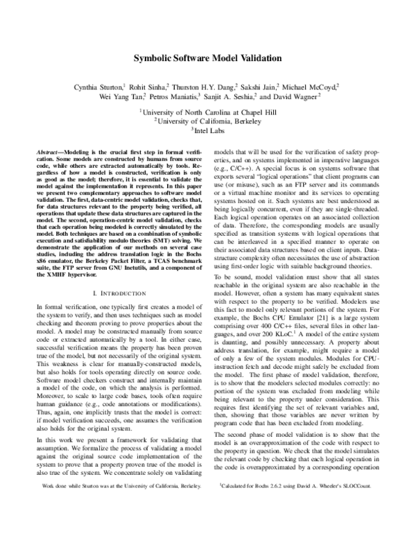 (PDF) Symbolic software model validation