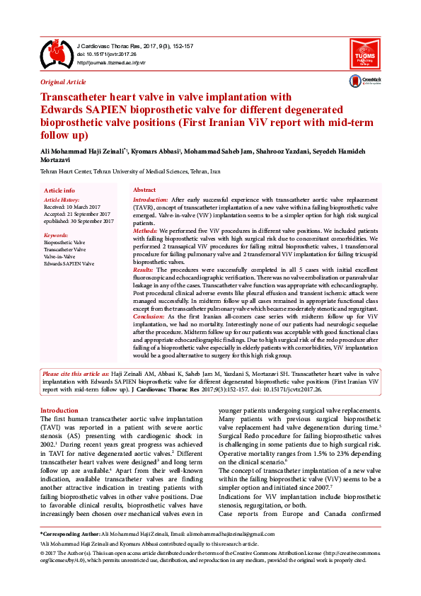 (PDF) Transcatheter heart valve in valve implantation with Edwards ...