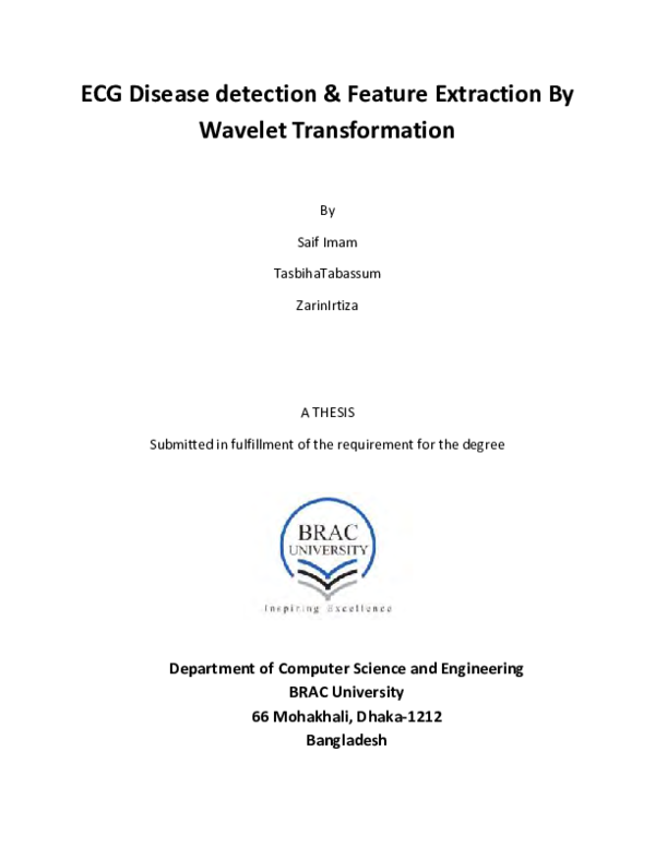 Pdf Ecg Disease Detection And Feature Extraction By Wavelet Transformation