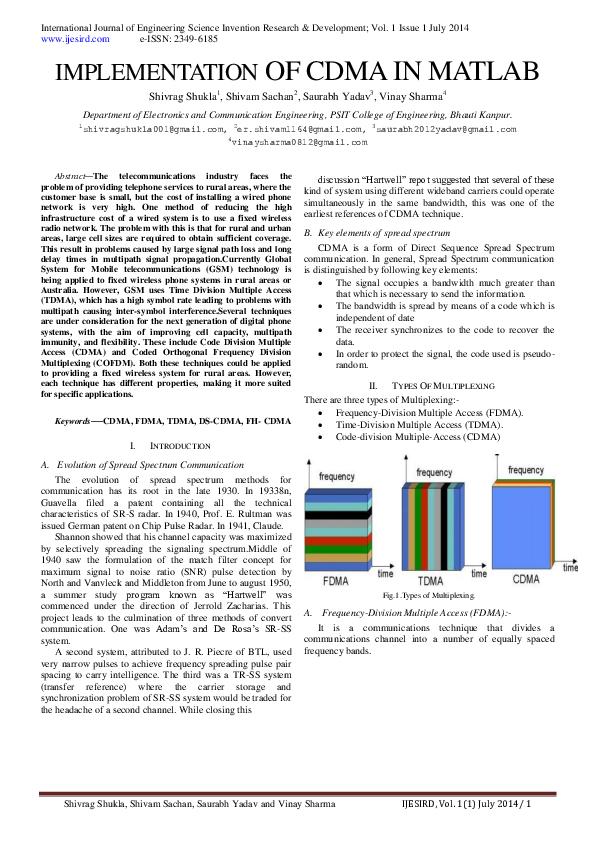 (PDF) Implementation of Cdma in Matlab