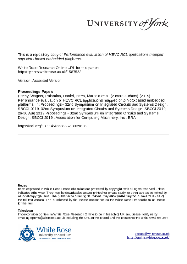 (PDF) Performance evaluation of HEVC RCL applications mapped onto NoC-based embedded platforms ...
