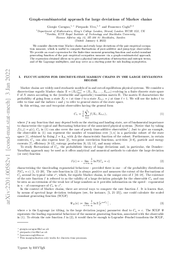 (PDF) Graph-combinatorial approach for large deviations of Markov chains
