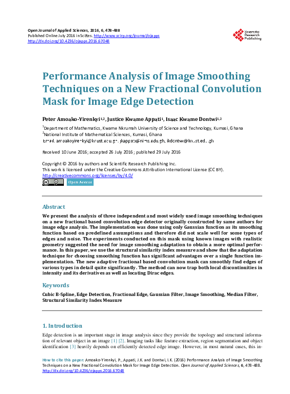 (PDF) Performance Analysis of Image Smoothing Techniques on a New ...