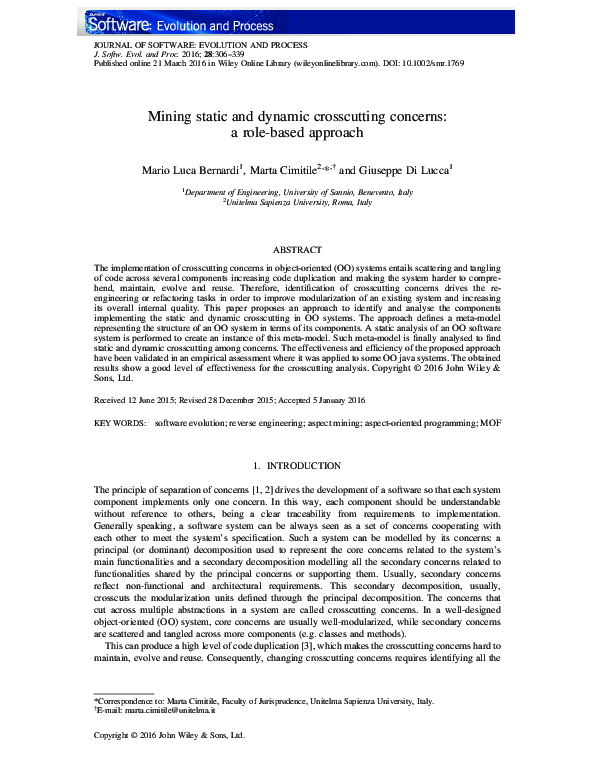 (PDF) Mining static and dynamic crosscutting concerns: a role-based ...