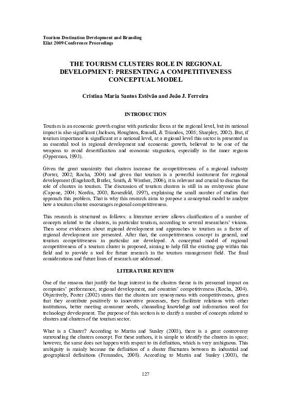 (PDF) The Tourism Clusters Role in Regional Development: Presenting a ...