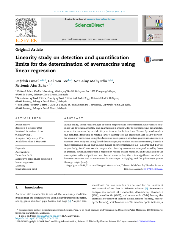 (PDF) Linearity study on detection and quantification limits for the ...