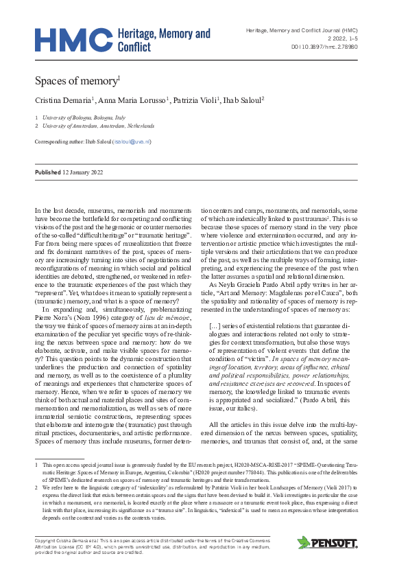 (PDF) ﻿Spaces of memory