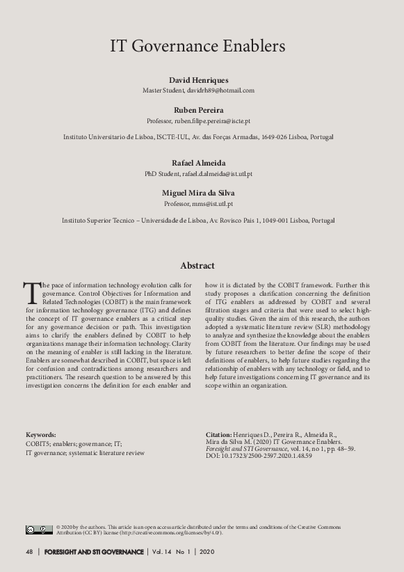 (PDF) IT Governance Enablers