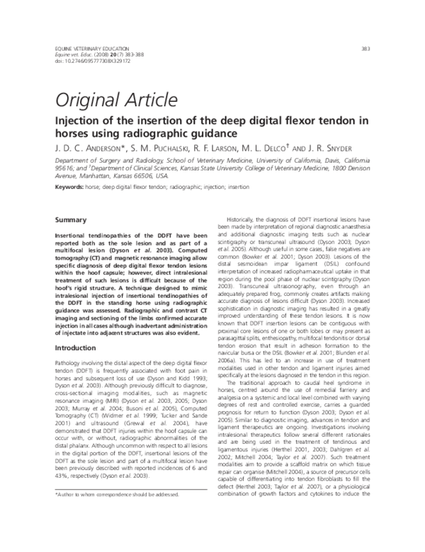 (PDF) Injection of the insertion of the deep digital flexor tendon in ...