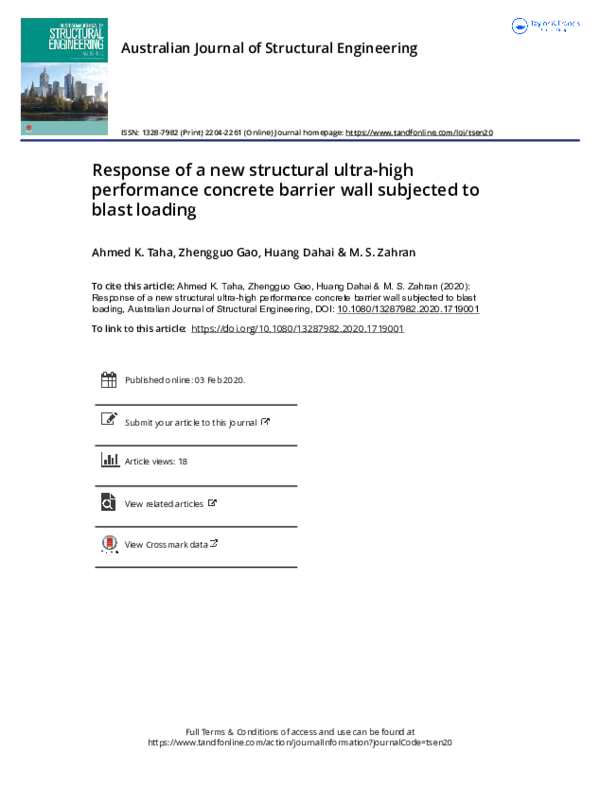 (PDF) Response of a new structural ultra-high performance concrete barrier wall subjected to ...