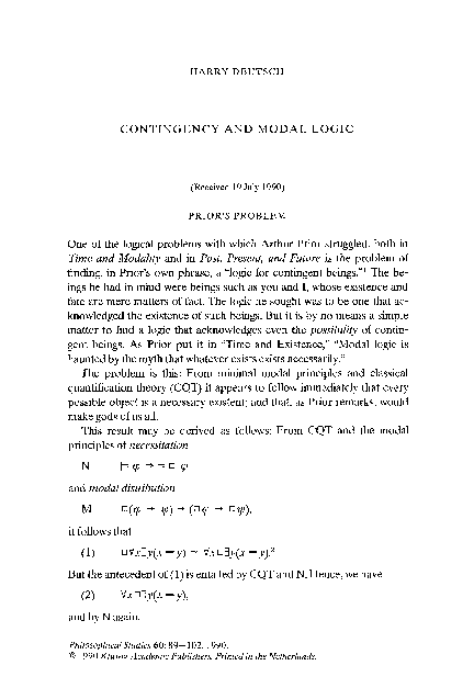 (PDF) Contingency and modal logic