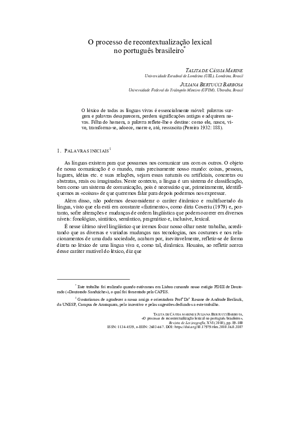 (PDF) El proceso de recontextualización en el portugués de Brasil ...