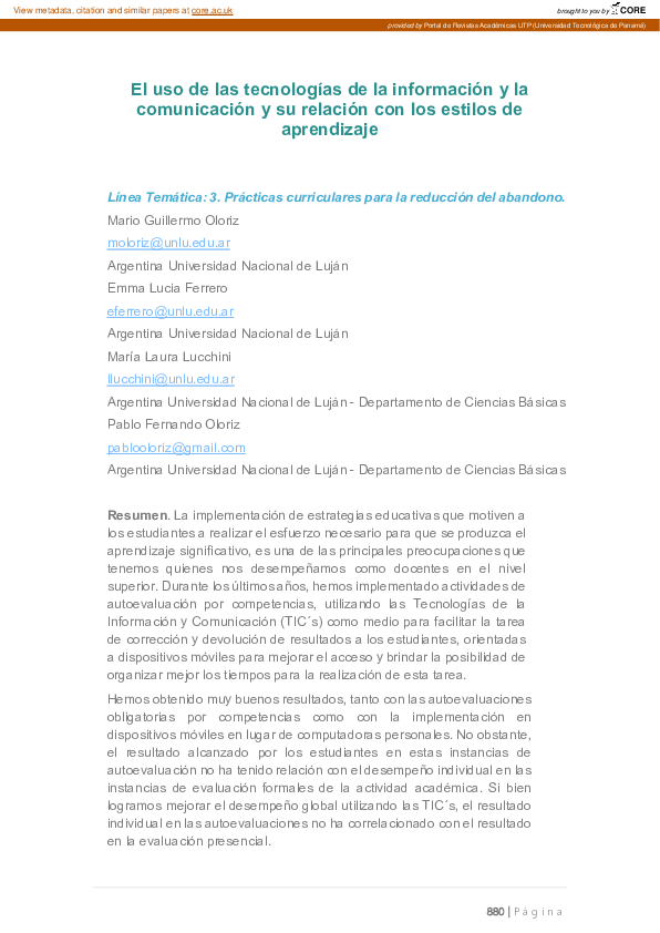 (PDF) El uso de las tecnologías de la información y la comunicación y su relación con los ...
