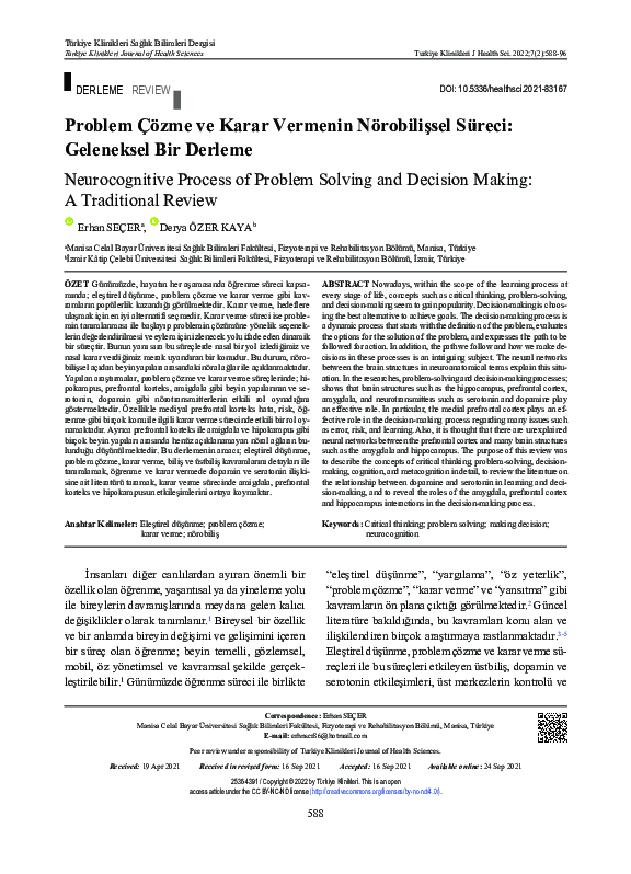 (PDF) Neurocognitive Process of Problem Solving and Decision Making: A ...