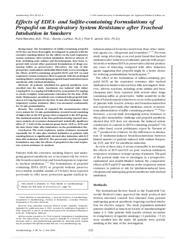 (PDF) Effects of EDTA- and Sulfite-containing Formulations of Propofol ...