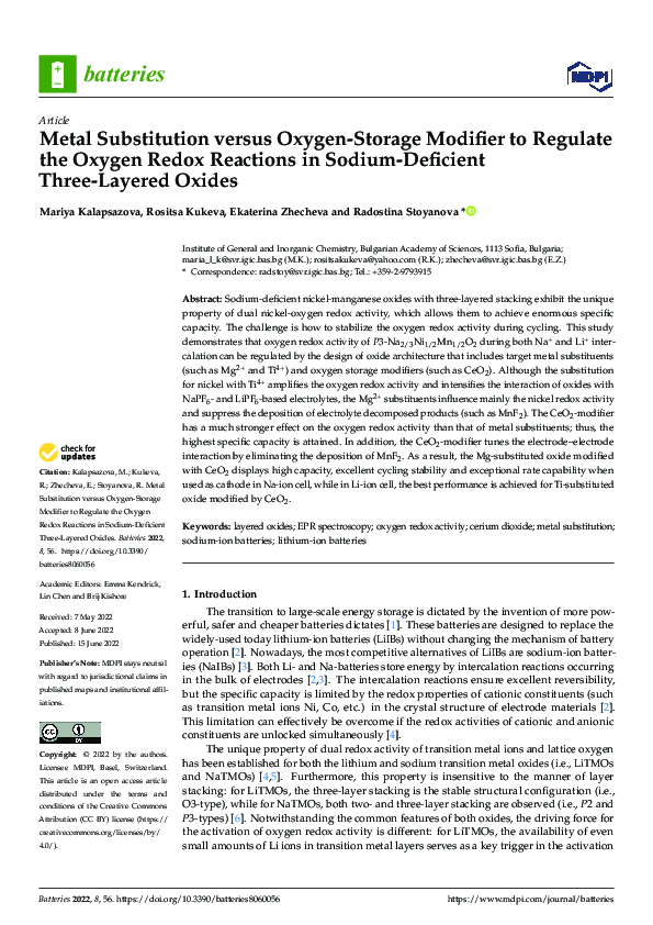 (PDF) Regulating Oxygen Redox in Sodium-Deficient Oxides