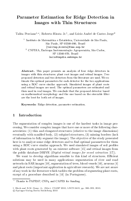 (PDF) Parameter Estimation for Ridge Detection in Images with Thin Structures