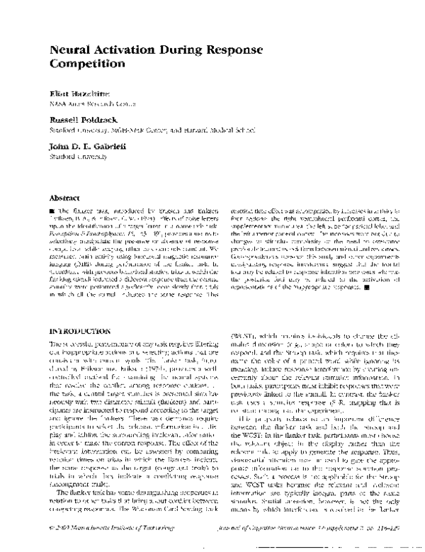(PDF) Neural Activation During Response Competition