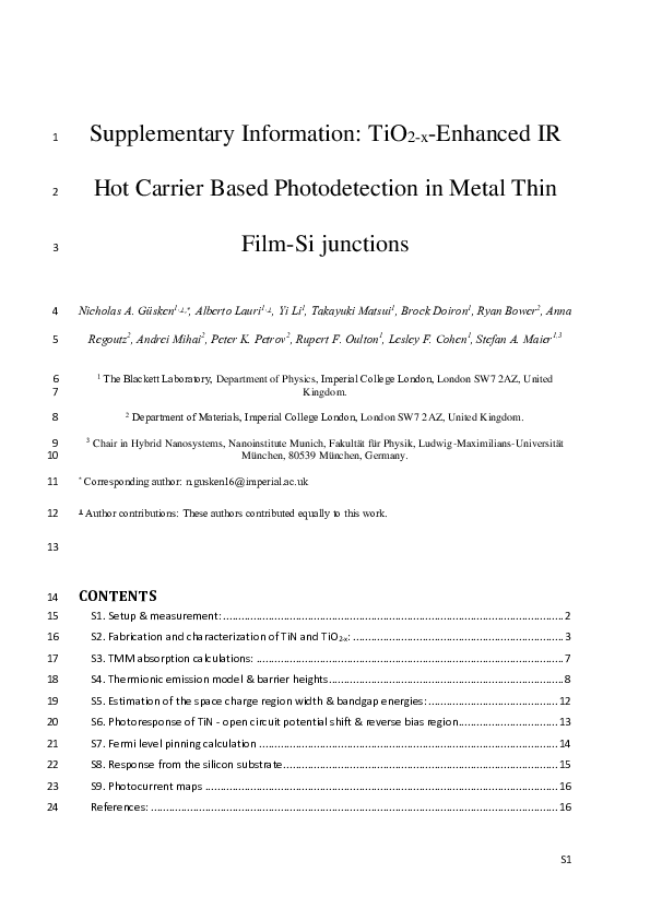 (PDF) TiO2–x-Enhanced IR Hot Carrier Based Photodetection in Metal Thin ...