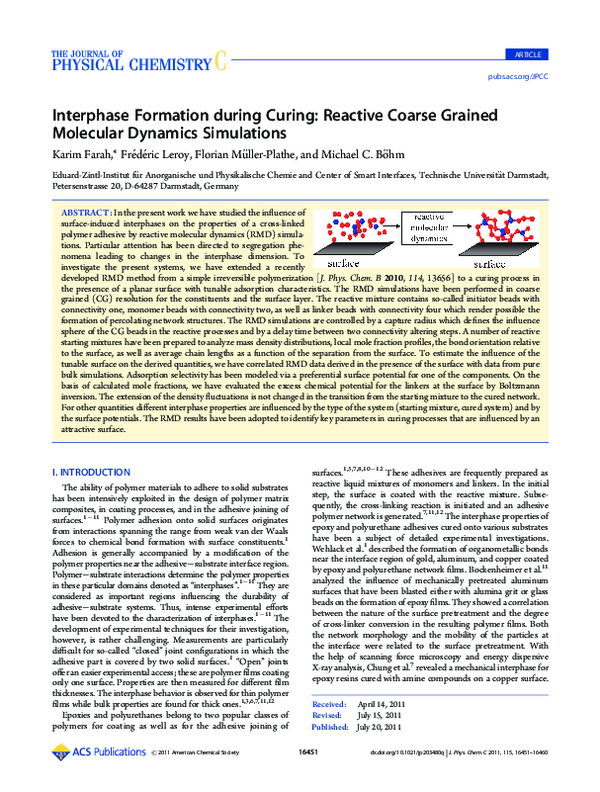 Pdf Interphase Formation During Curing Reactive Coarse Grained