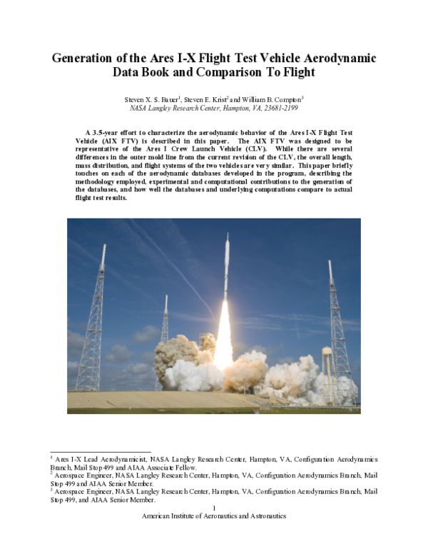 (PDF) Generation of the Ares I-X Flight Test Vehicle Aerodynamic Data ...
