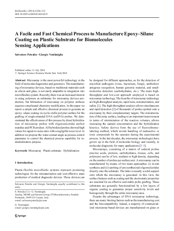 (PDF) A Facile and Fast Chemical Process to Manufacture Epoxy–Silane ...