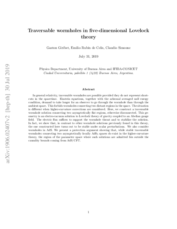 (PDF) Traversable wormholes in five-dimensional Lovelock theory