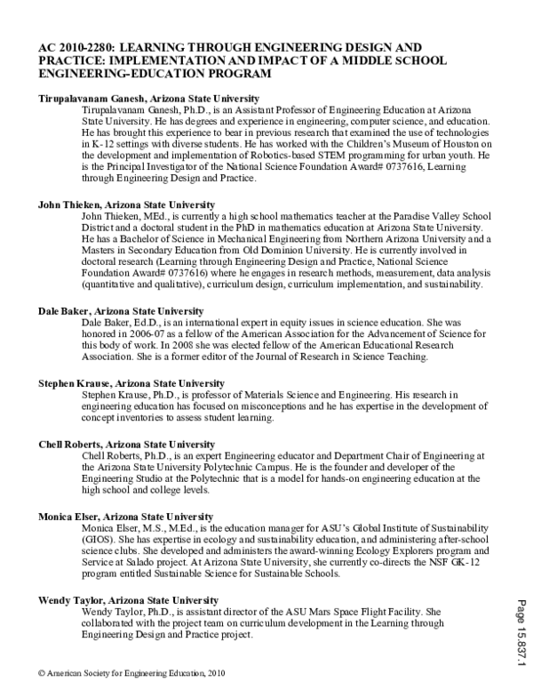 (PDF) Learning Through Engineering Design And Practice: Implementation ...