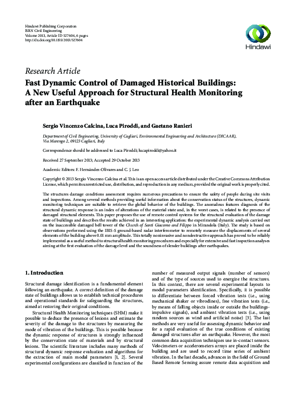(PDF) Fast Dynamic Control of Damaged Historical Buildings: A New ...