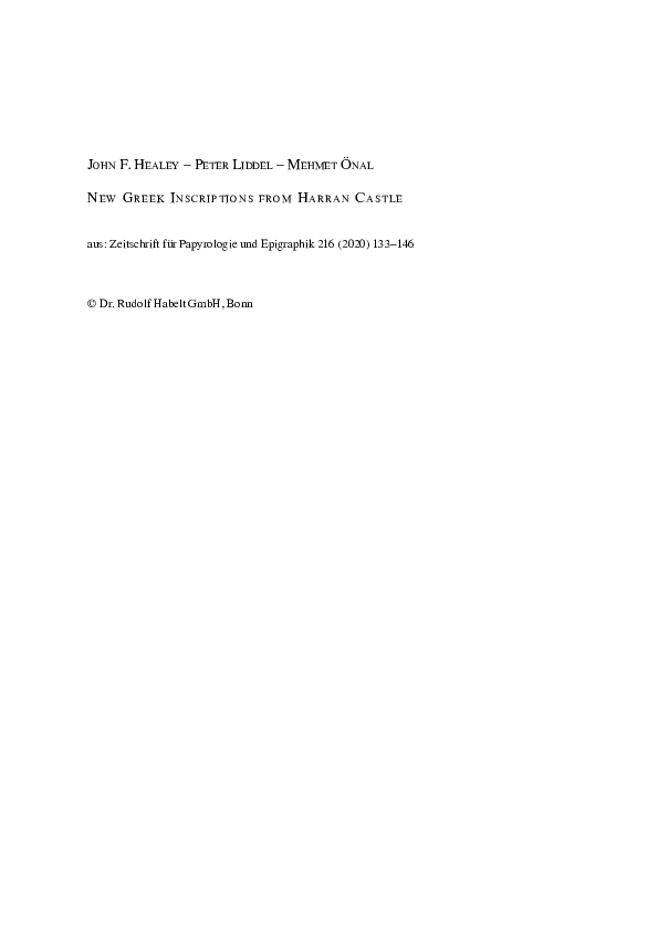 (PDF) New Greek Inscriptions from Harran Castle - Harran'dan Yeni Grek ...