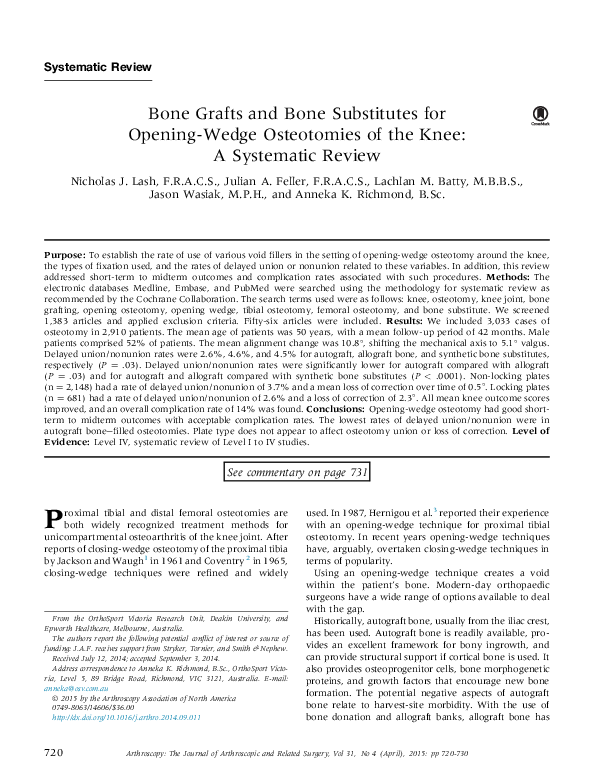 (PDF) Bone Grafts and Bone Substitutes for Opening-Wedge Osteotomies of ...