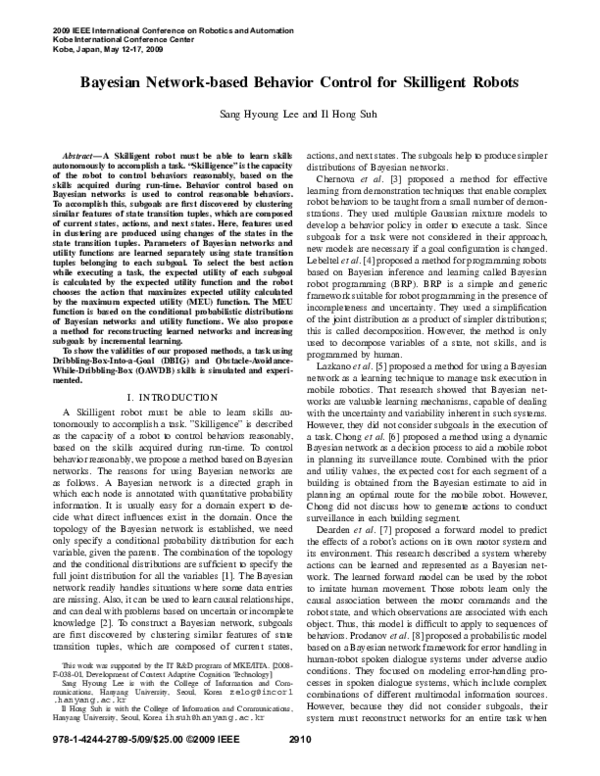 (PDF) Bayesian network-based behavior control for skilligent robots