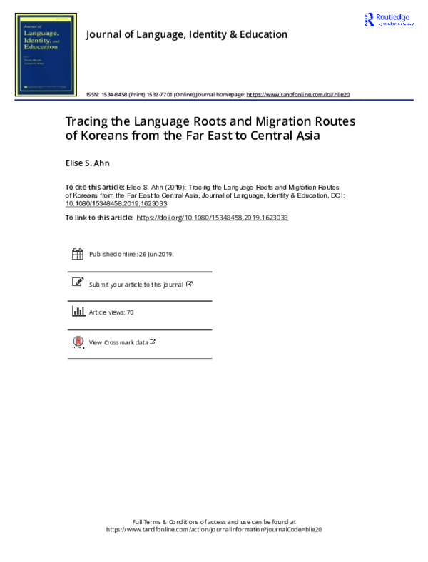 (PDF) Tracing the Language Roots and Migration Routes of Koreans from ...